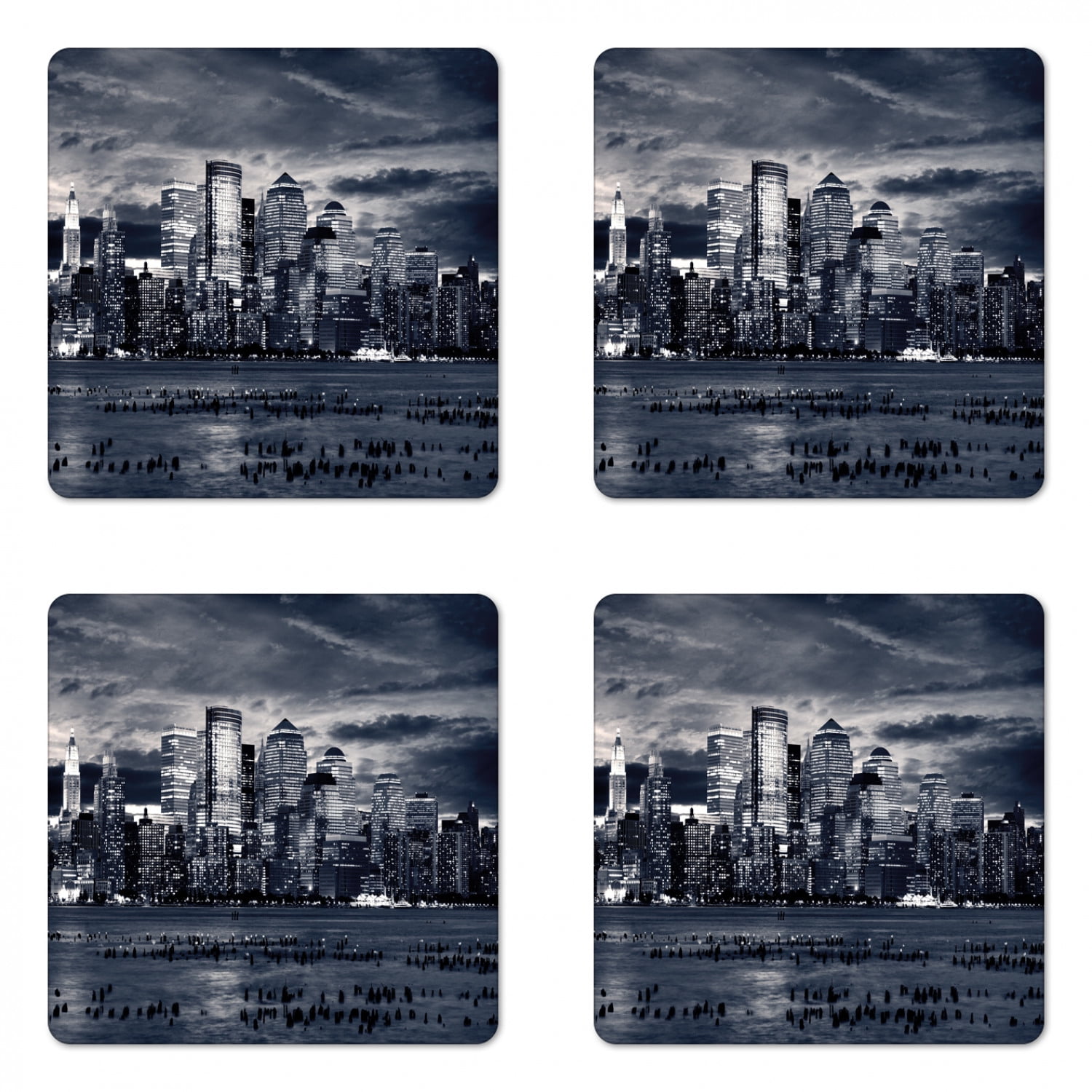 City Coaster Set of 4, Dramatic View of New York Skyline from the ...