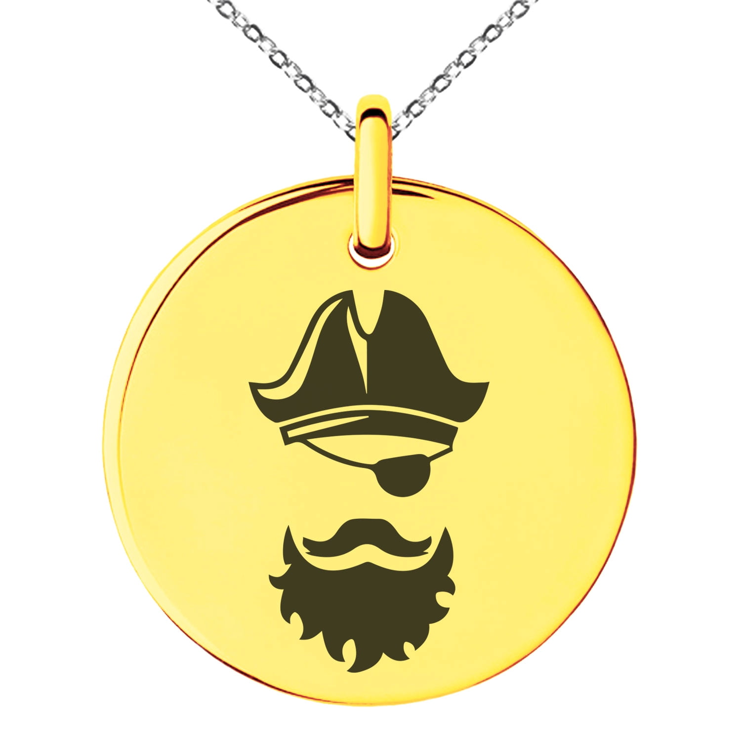 Stainless Steel Legendary Blackbeard Pirate Engraved Small Medallion ...