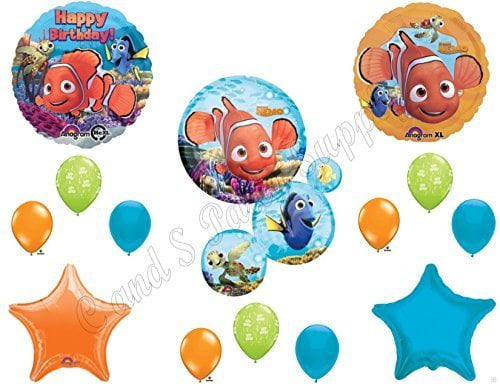 FINDING NEMO Happy Birthday Balloons Decoration Supplies Party Disney Dory Fish by Anagram ...