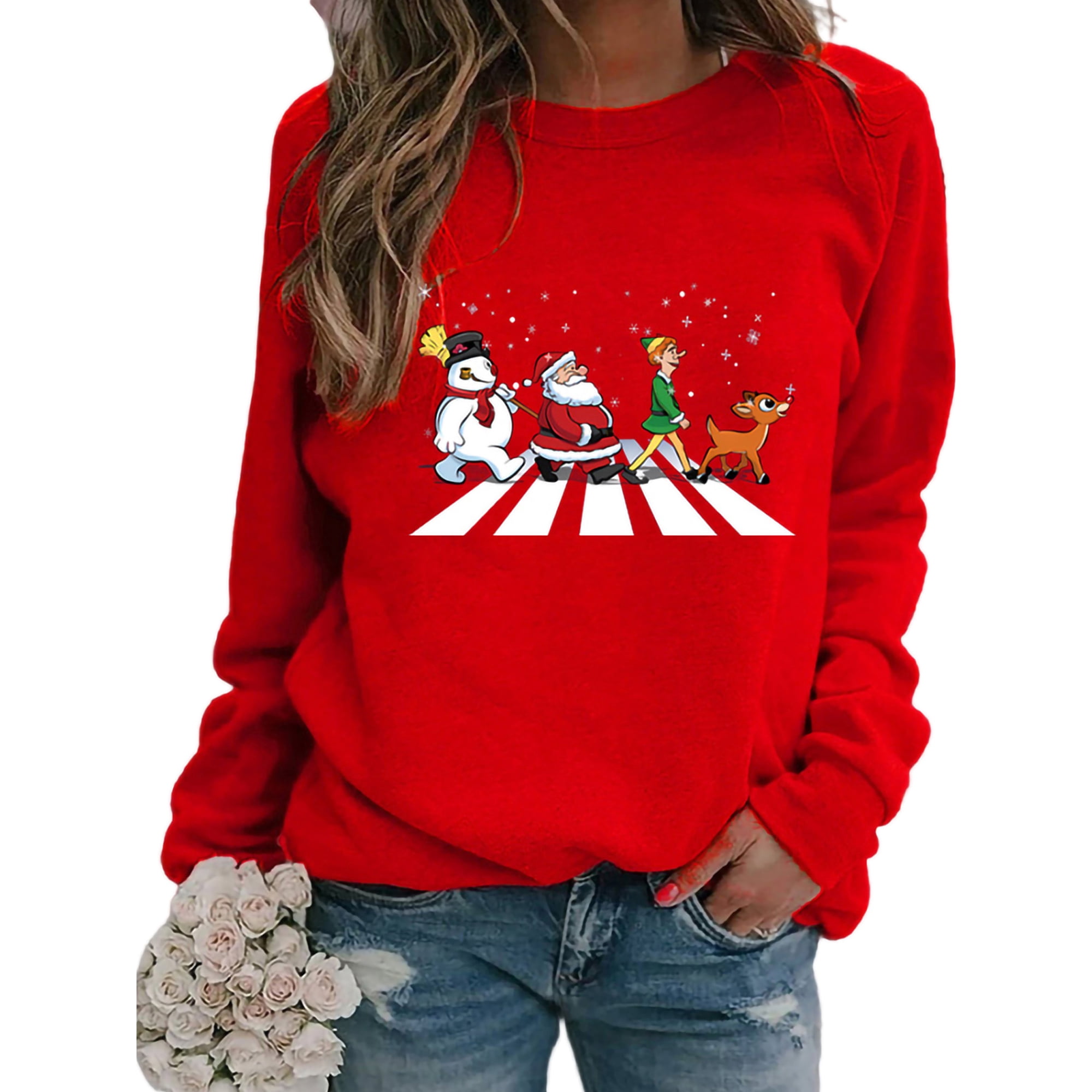 Click here for Innerwin Pullover Crew Neck Women Tops Holiday Chr... prices