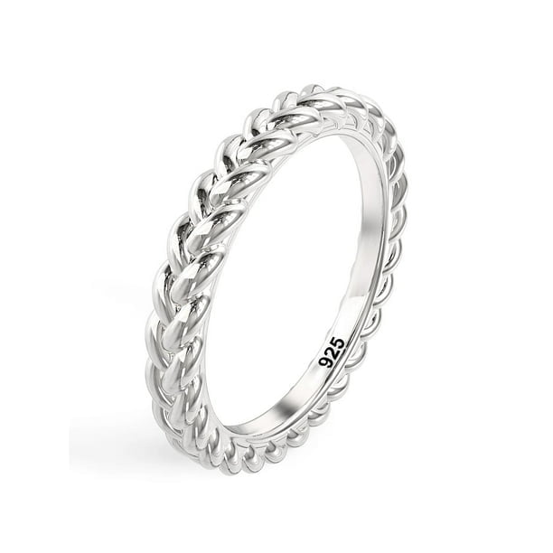 Andrea Jewelers Sz 7 925 Sterling Silver Braid Style Stackable Eternity ...