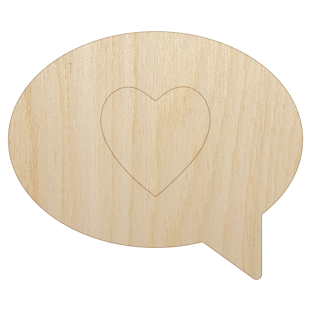 Heart Love in Text Callout Wood Shape Unfinished Piece Cutout Craft DIY ...