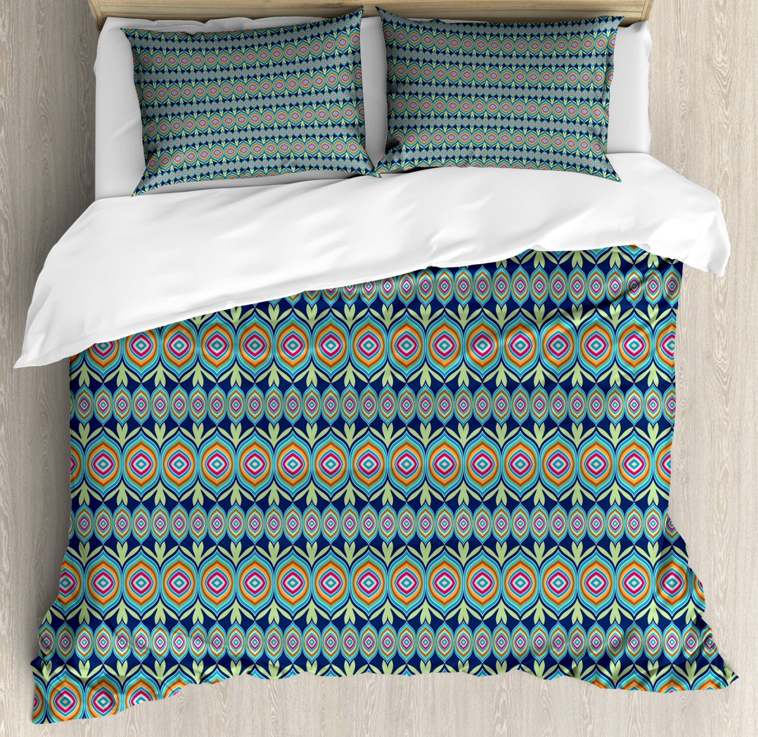 Ethnic Duvet Cover Set King Size, Abstract African Shapes with Colorful ...