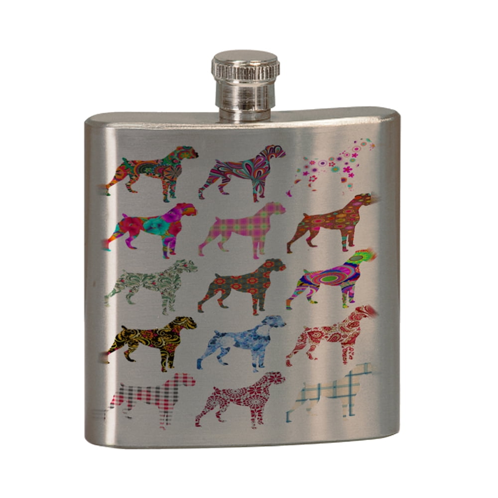 KuzmarK 6 oz. Stainless Steel Pocket Hip Liquor Flask - Boxer Dog ...