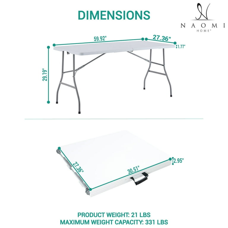 5 Foot Folding Table Dimensions ITOPFOX 60 X 28 In. Rectangular