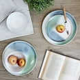 222 Fifth Color Block Reactive Dinnerware Set, 12-piece, Green/Blue ...