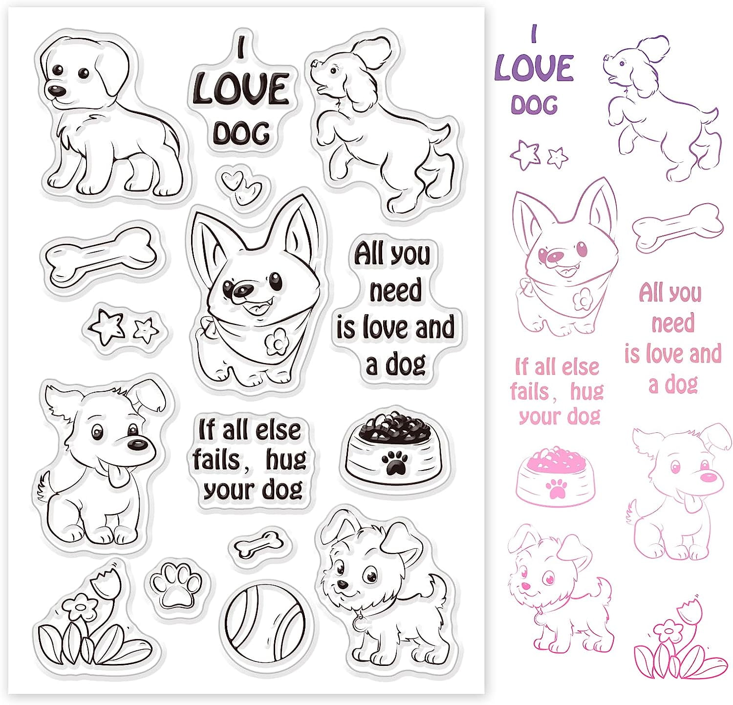 Lovely Puppy Silicone Clear Stamps Corgi Golden Retriever Labrador ...