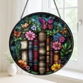 Book and Flower Stained Glass Suncatcher Window Hanging, Colorful ...
