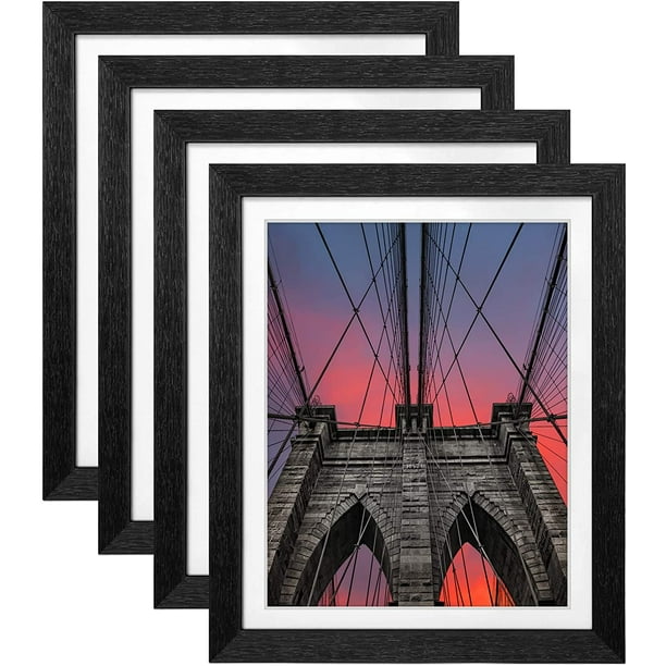 9x11 Picture Frames Set of 4, Easy Setup Photo Frame with 8x10 Mat and ...