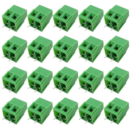 20 Pcs 2-pin 2.54mm Pcb Panel Mount Screw Terminal Block Connector 2 ...