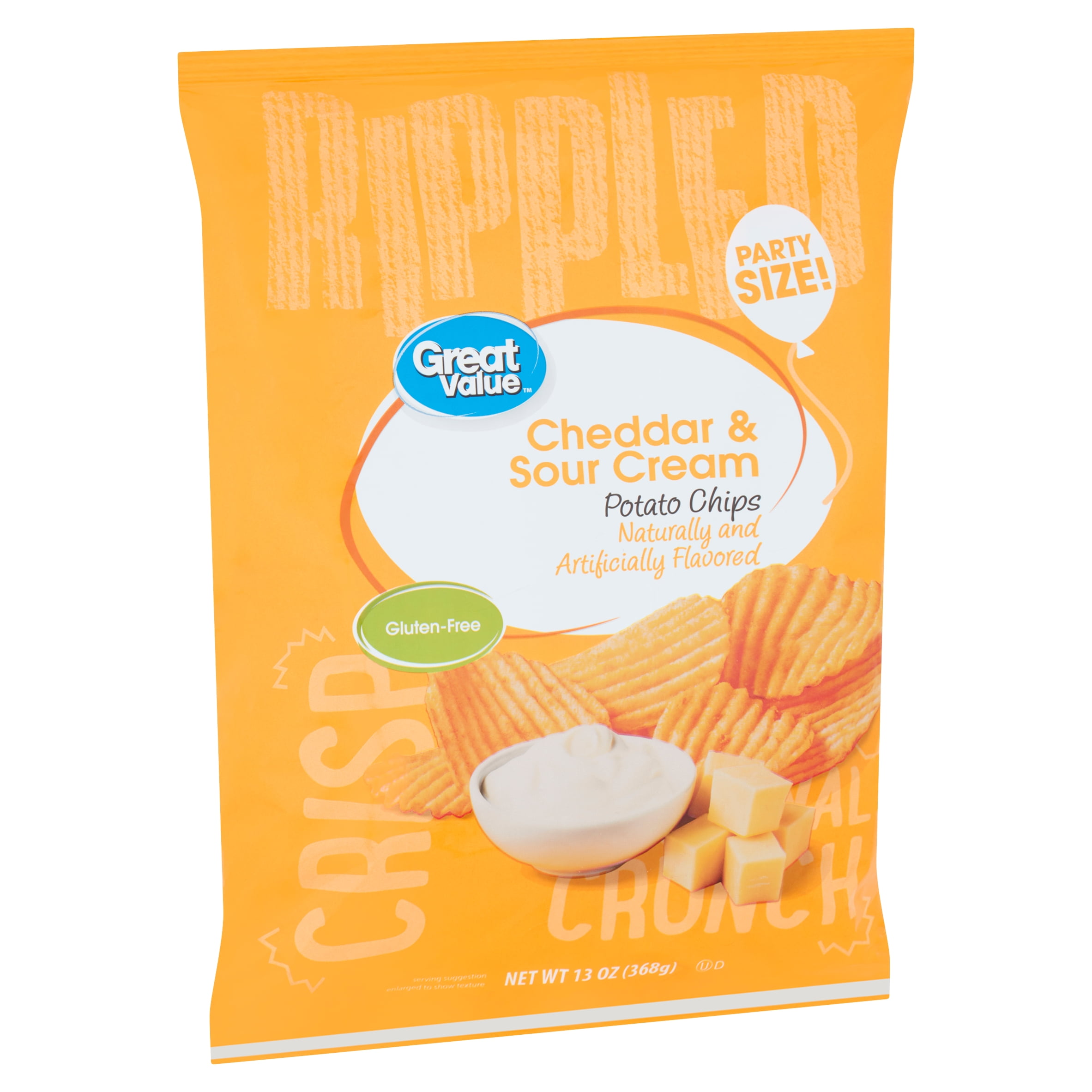 Great Value Cheddar And Sour Cream Potato Chips Party Size 13 Oz