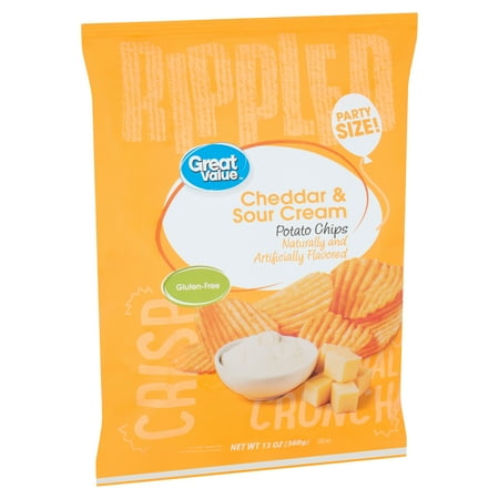 Great Value Cheddar & Sour Cream Potato Chips Party Size!, 13 oz ...