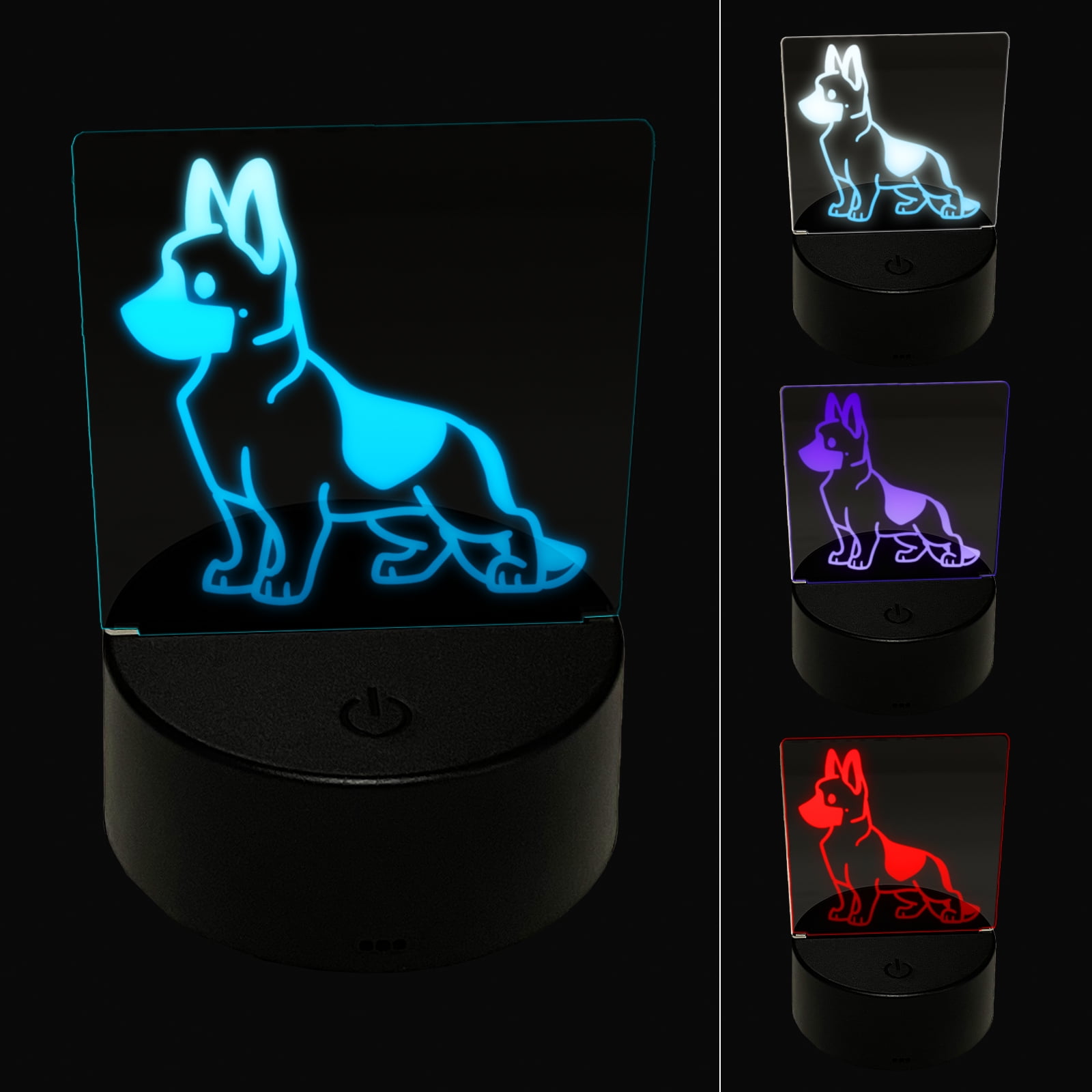 German Shepherd Standing Dog LED Night Light Sign 3D Illusion Desk ...