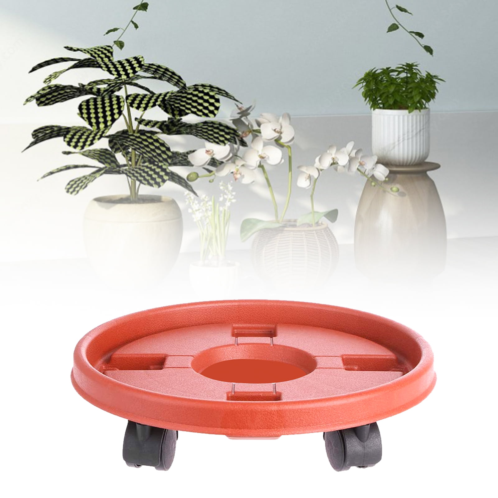 SPRING PARK Round Planter Caddy, Saucer with 4 Universal Wheels, Plant ...