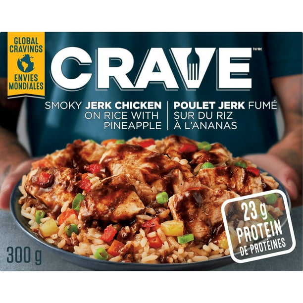 CRAVE Smoky Jerk Chicken on Rice with Pineapple Frozen Meal, 300 g Box ...