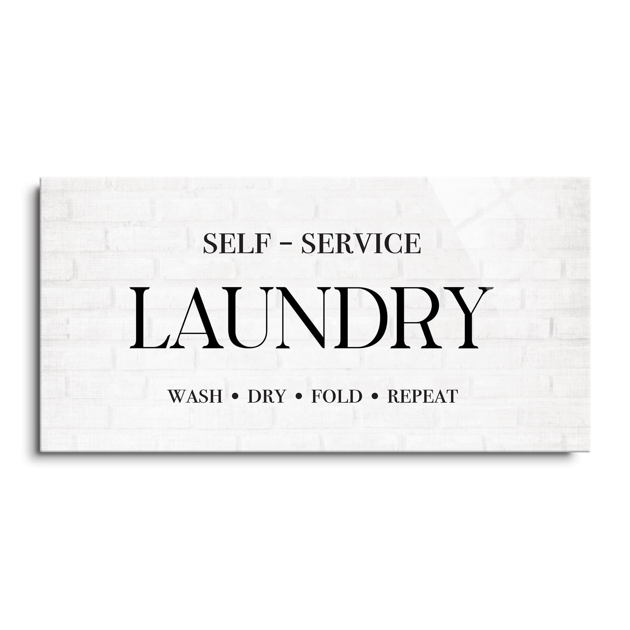 Self Service Laundry White Tile 24 x 12 Glass Wall Hanging Sign ...