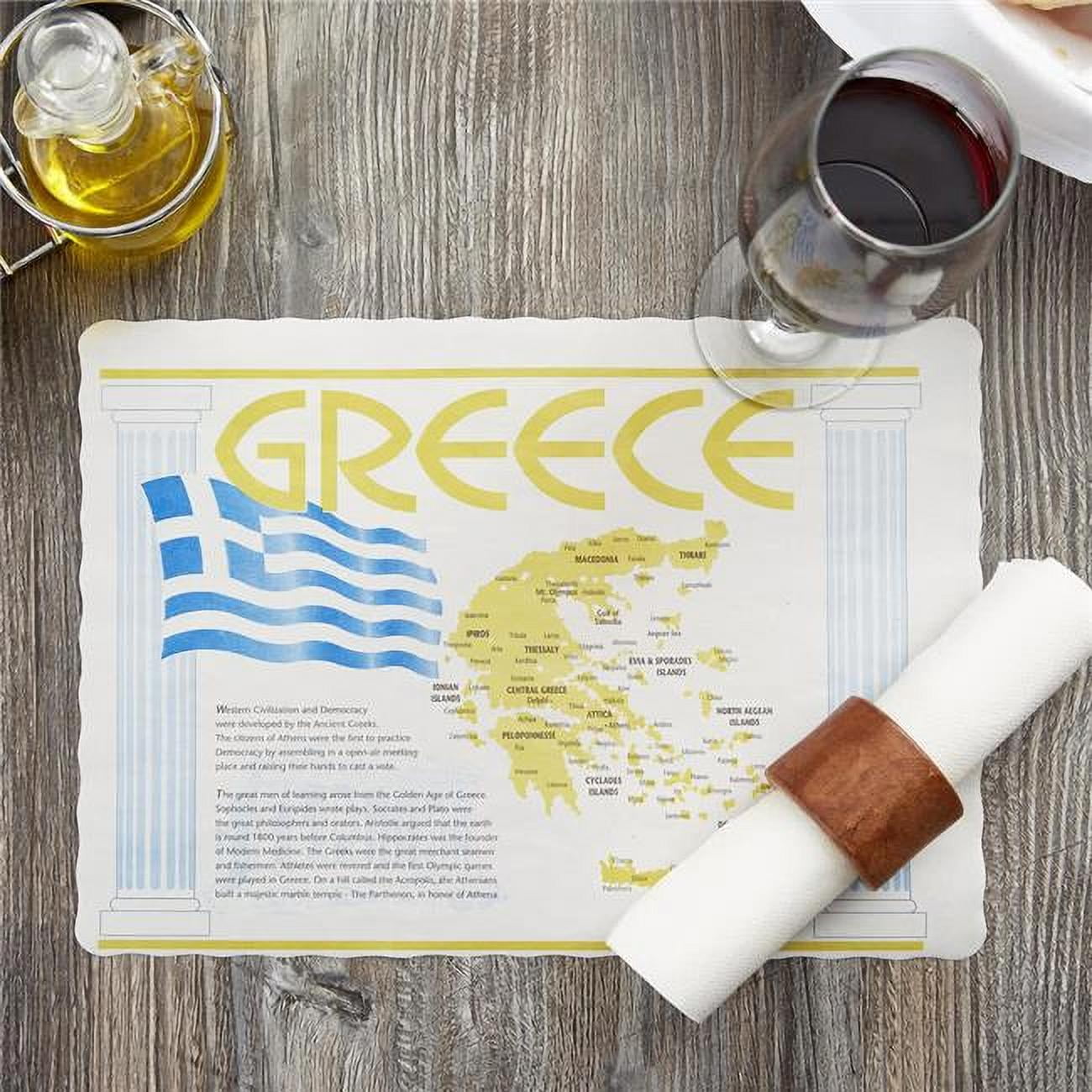 Laminated LP102 CPC 10 x 14 in. Greece Paper Placemat with Scalloped ...