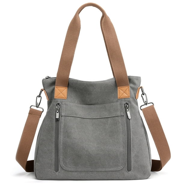 PlasMaller Women's Canvas Tote Purses Work Shoulder Crossbody Bag ...