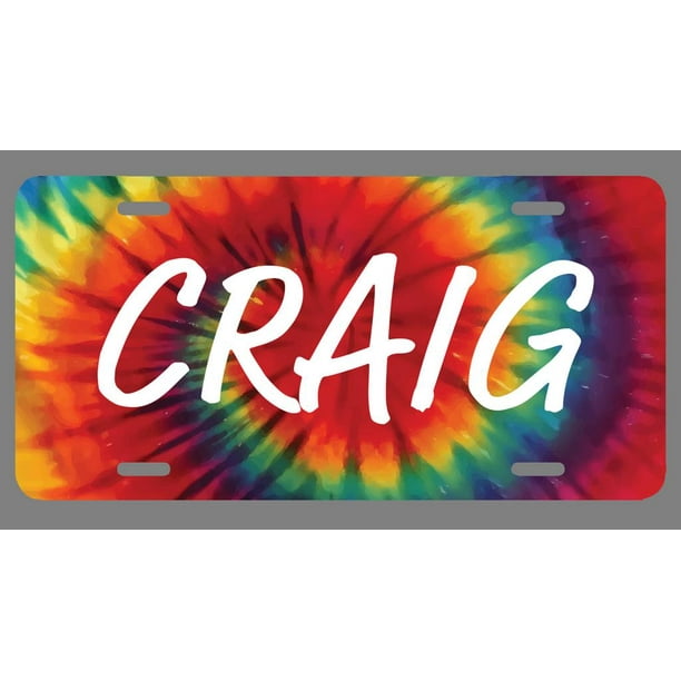 Craig Name Tie Dye Style License Plate Tag Vanity Novelty Metal | UV ...