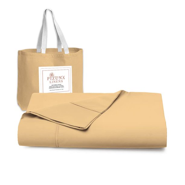 Pizuna 400 Thread Count Cotton King Flat Sheet Tan 1pc 100 Long