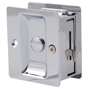 Premium Square Pocket Door Lock, Privacy (Bed/Bath) Latch, Clear Pack ...