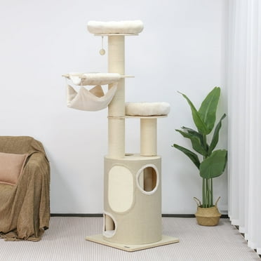 KAMABOKO 74" Cat Tree, 5 Level Cat Tree w/ 2-Story Cat Condo, 2 Style ...