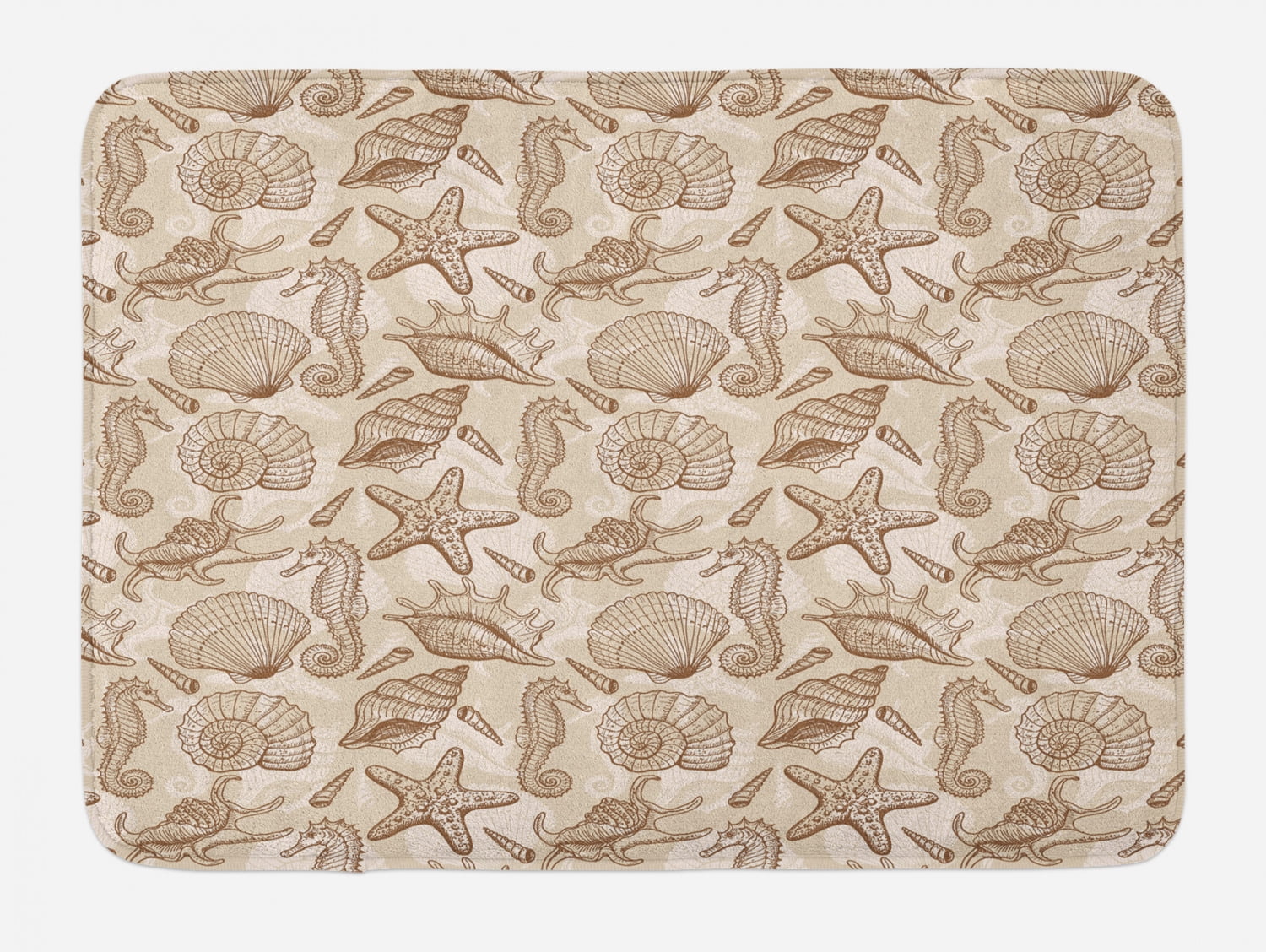 Sea Shells Bath Mat, Vintage Inspired Monochrome Seashell Pattern Ocean ...