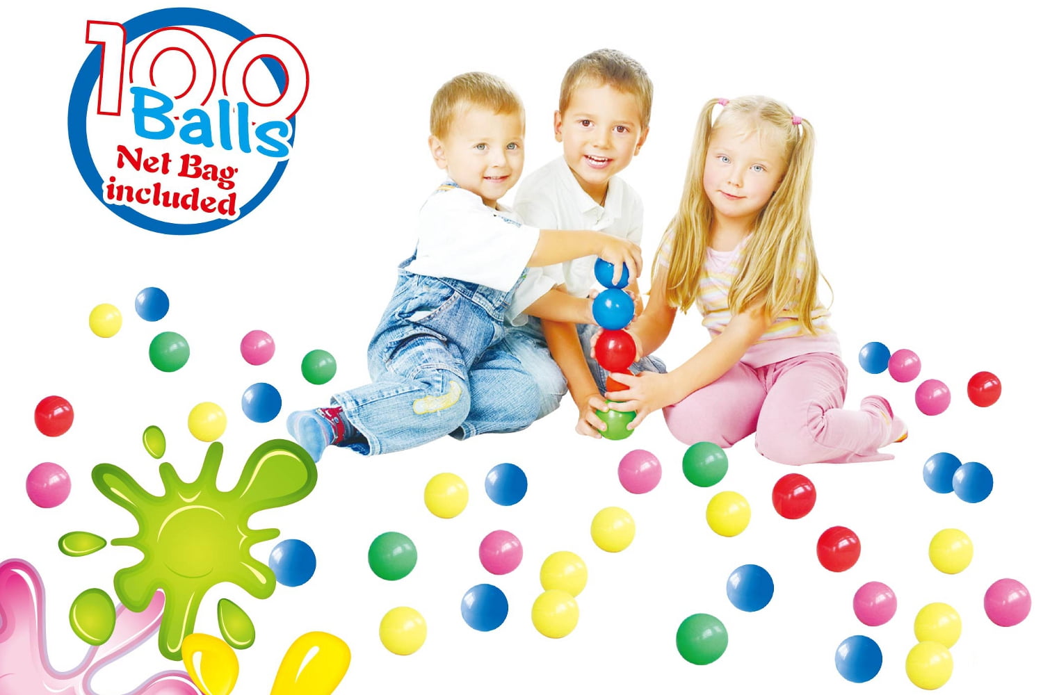 POCO DIVO 100 Pit Balls Magic Funball 5-Color Crushproof Kids Ocean ...