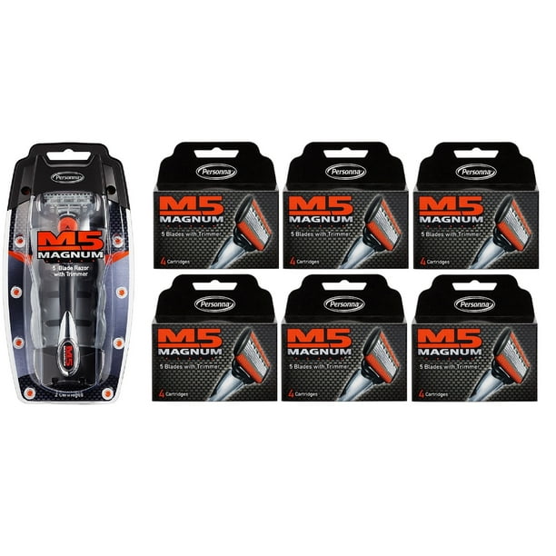 Personna M5 Magnum 5 Razor with Trimmer + M5 Magnum 5 Refill Razor ...