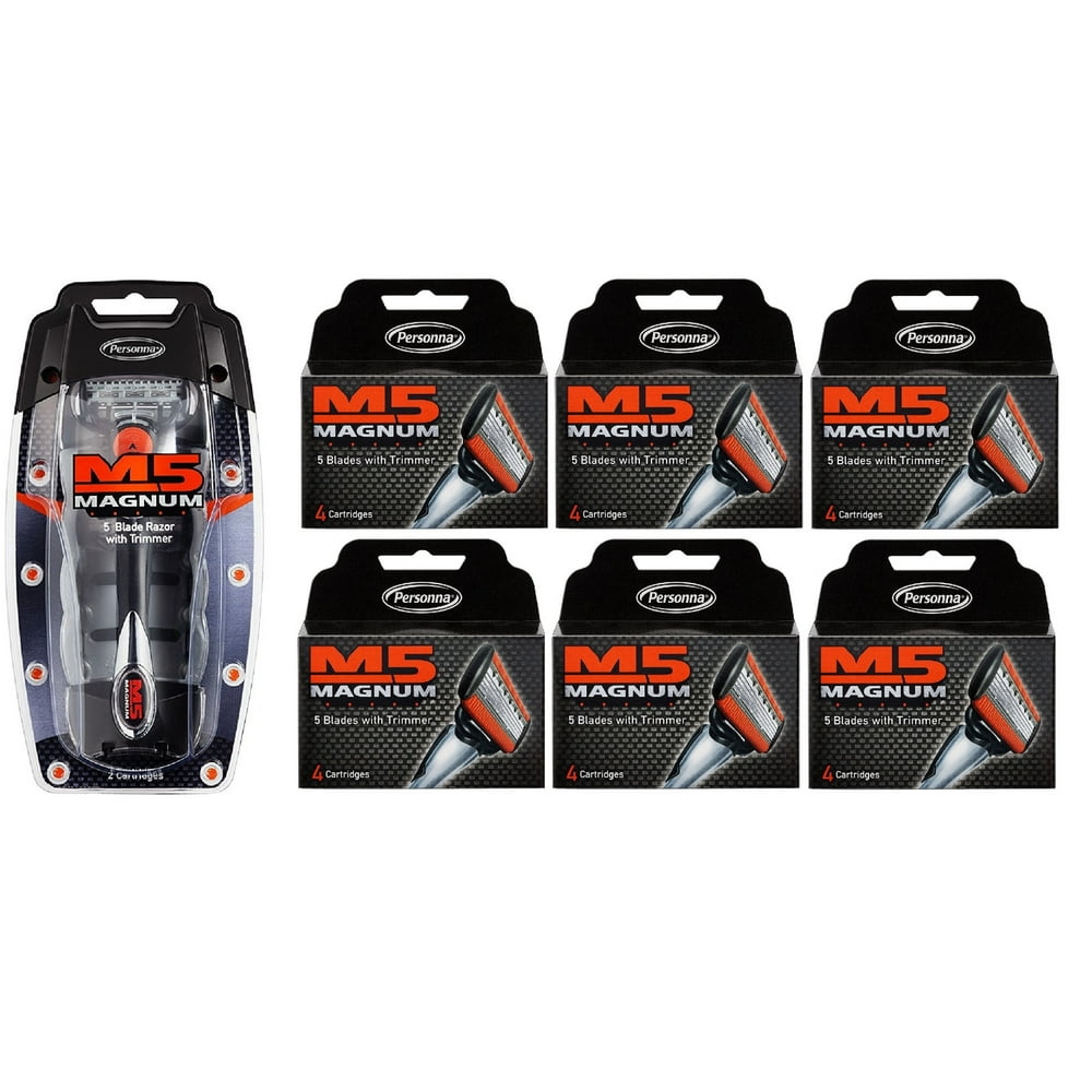 Personna M5 Magnum 5 Razor with Trimmer + M5 Magnum 5 Refill Razor ...
