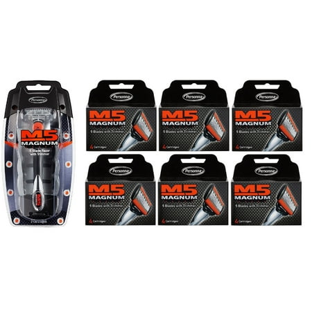 Personna M5 Magnum 5 Razor with Trimmer + M5 Magnum 5 Refill Razor ...