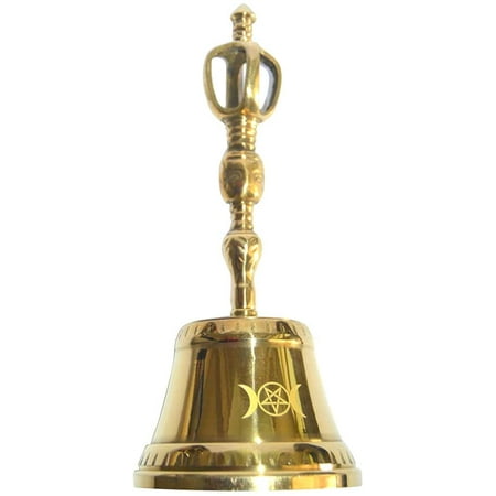 Brass Hand Bell Altar Star Triple Moon Ritual Brass Bells Wiccan Prop ...