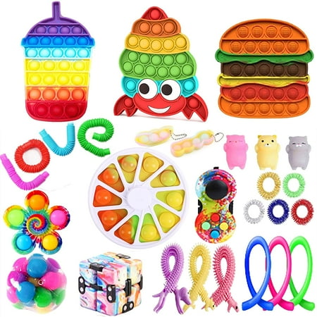 ICHUDAN Sensory Fidget Packs ,Push Bubble Fidget Toys Pack,Stress Relief Toys Set for Adult ...