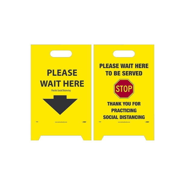National Marker Double-Sided A-Frame Sign ""Please Wait Here/Please ...
