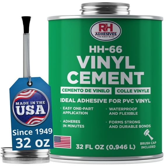 RH Adhesives HH-66 Vinyl Cement, 4 oz can, Clear Adhesive for PVC Vinyl ...