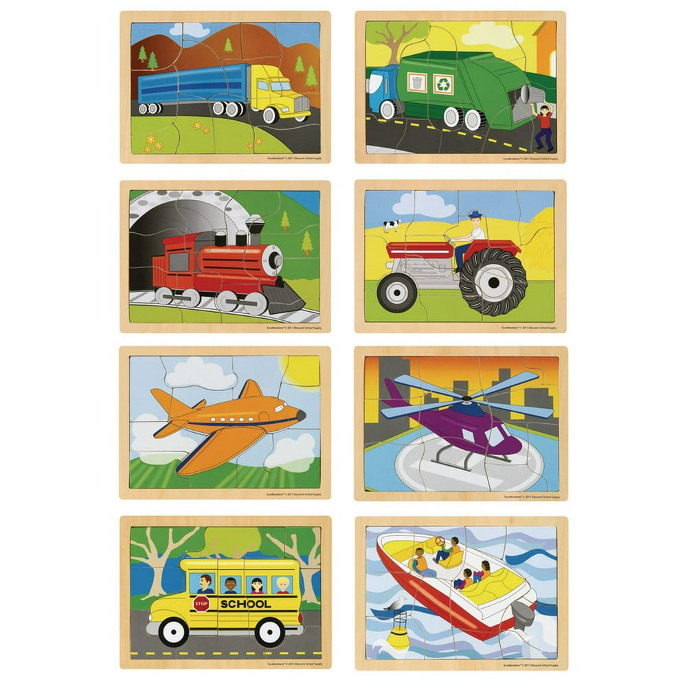 Excellerations Wooden Transportation Jigsaw Puzzles for Children, 12 ...