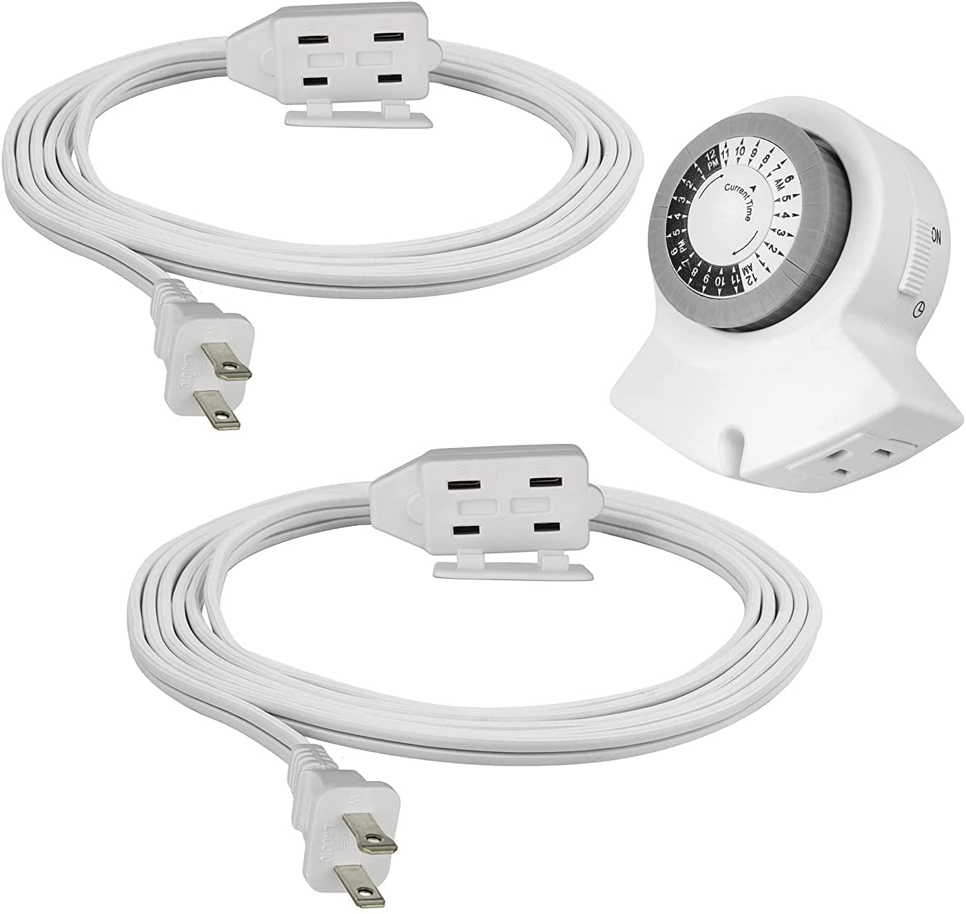 Clear Power Mechanical Timer with 6 ft & 9 ft SPT-2, 3-Outlet Extension ...