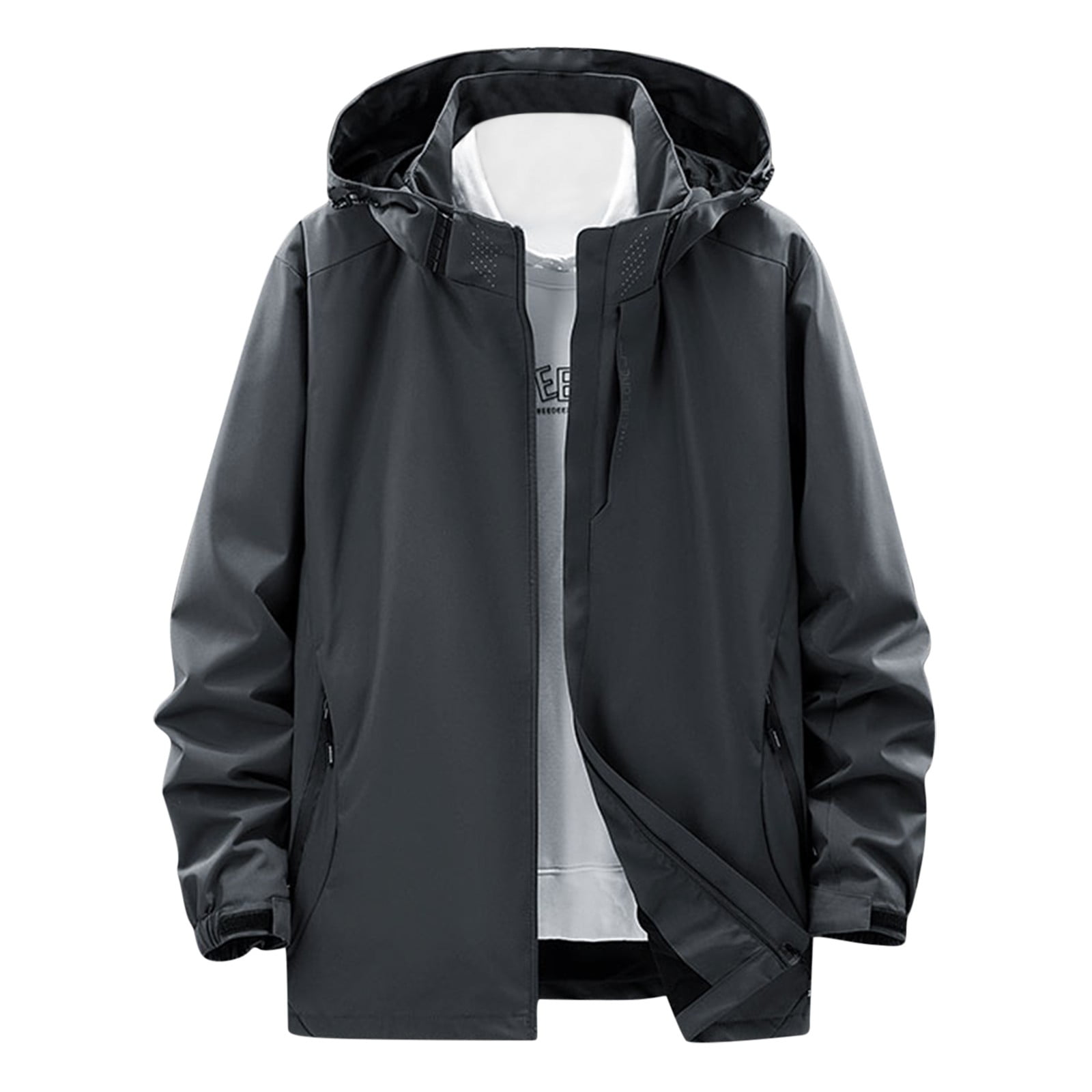 Shakumy Mens Jackets for Fall Men's Casual Detachable Hood Long Sleeve ...