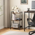 3-Tier Leaning Ladder Bookshelf In Rustic Brown + Black, Metal Frame ...