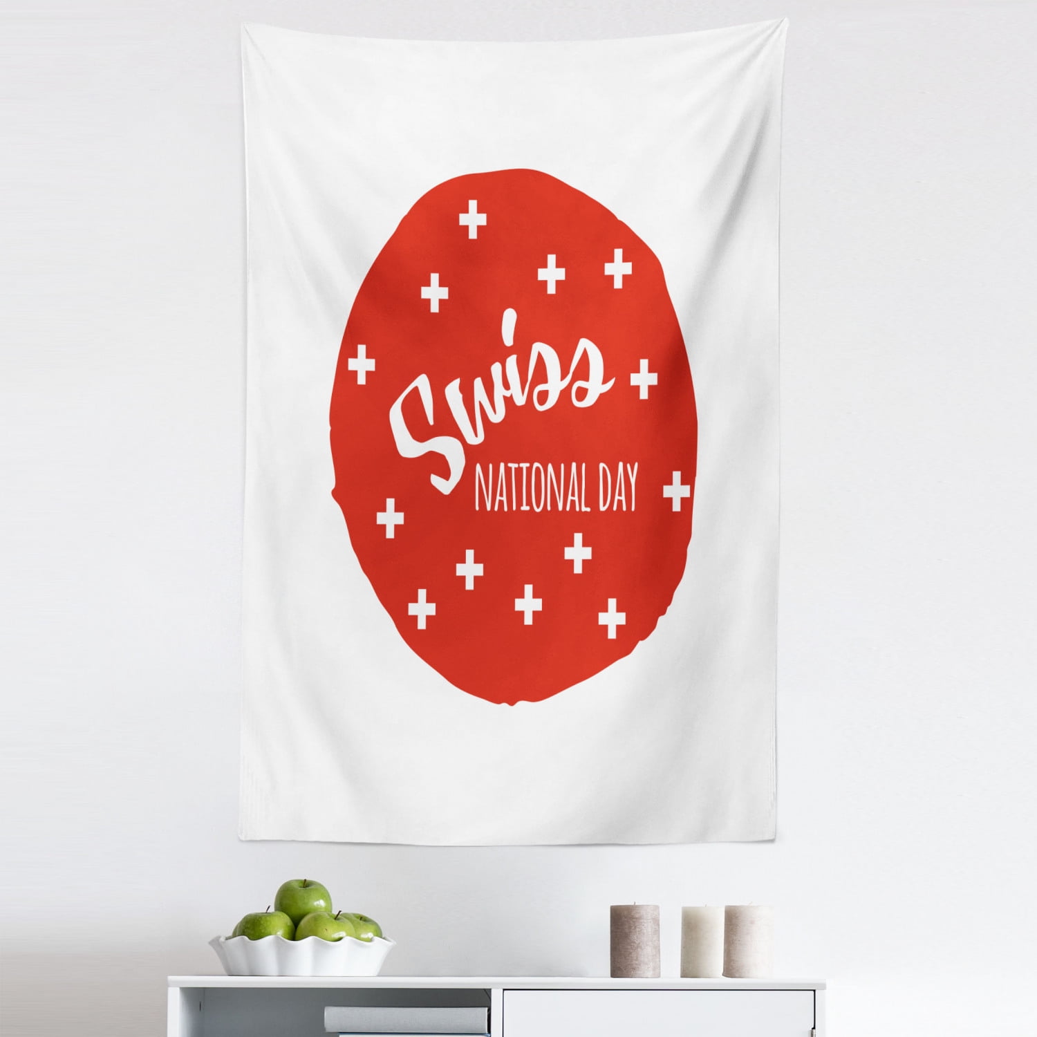 Switzerland Tapestry, Monochrome Swiss National Day Themed Abstract ...