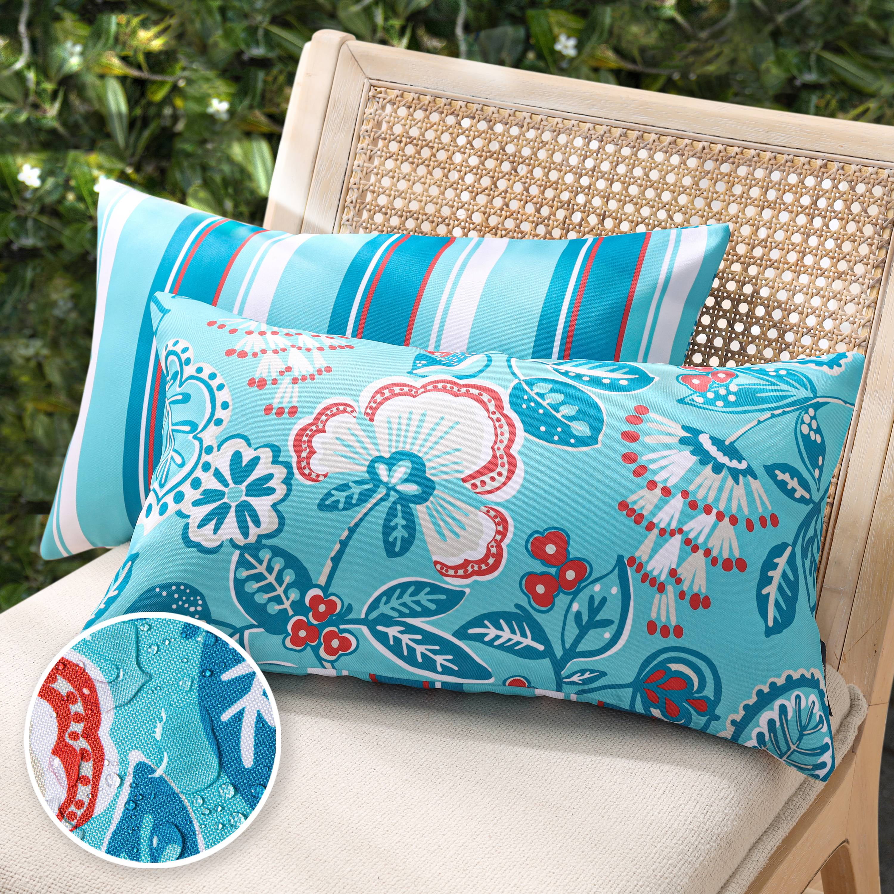 Phantoscope Outdoor Waterproof Floral Printed Decorative Throw Pillow ...