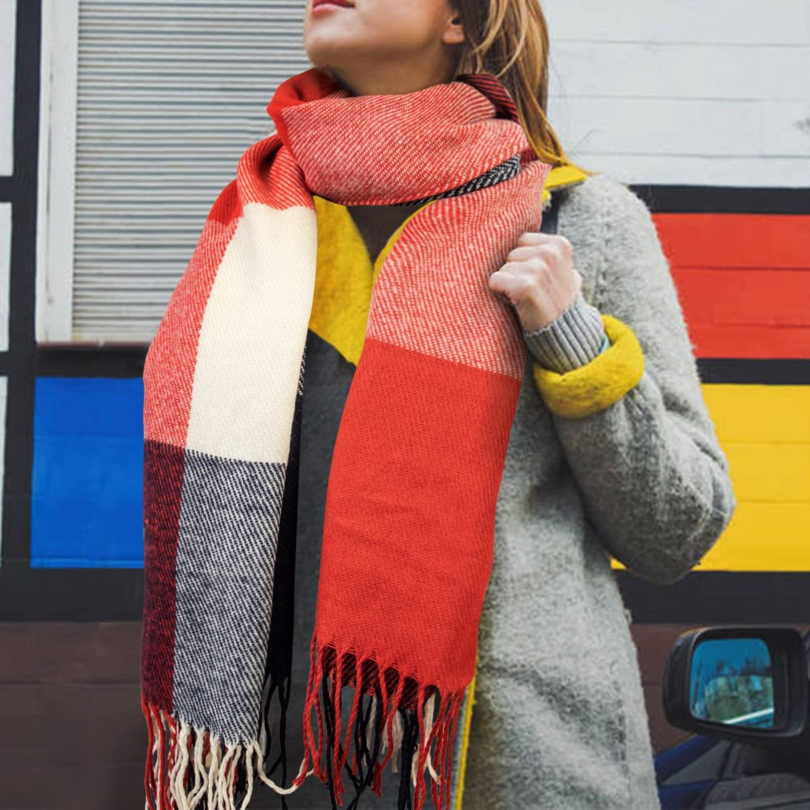 Orange Plaid Scarf