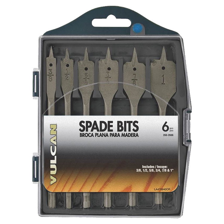 Vulcan 476940OR Wood Boring Spade Bit Set, 6 Pieces, 3/8 - 1 in ...