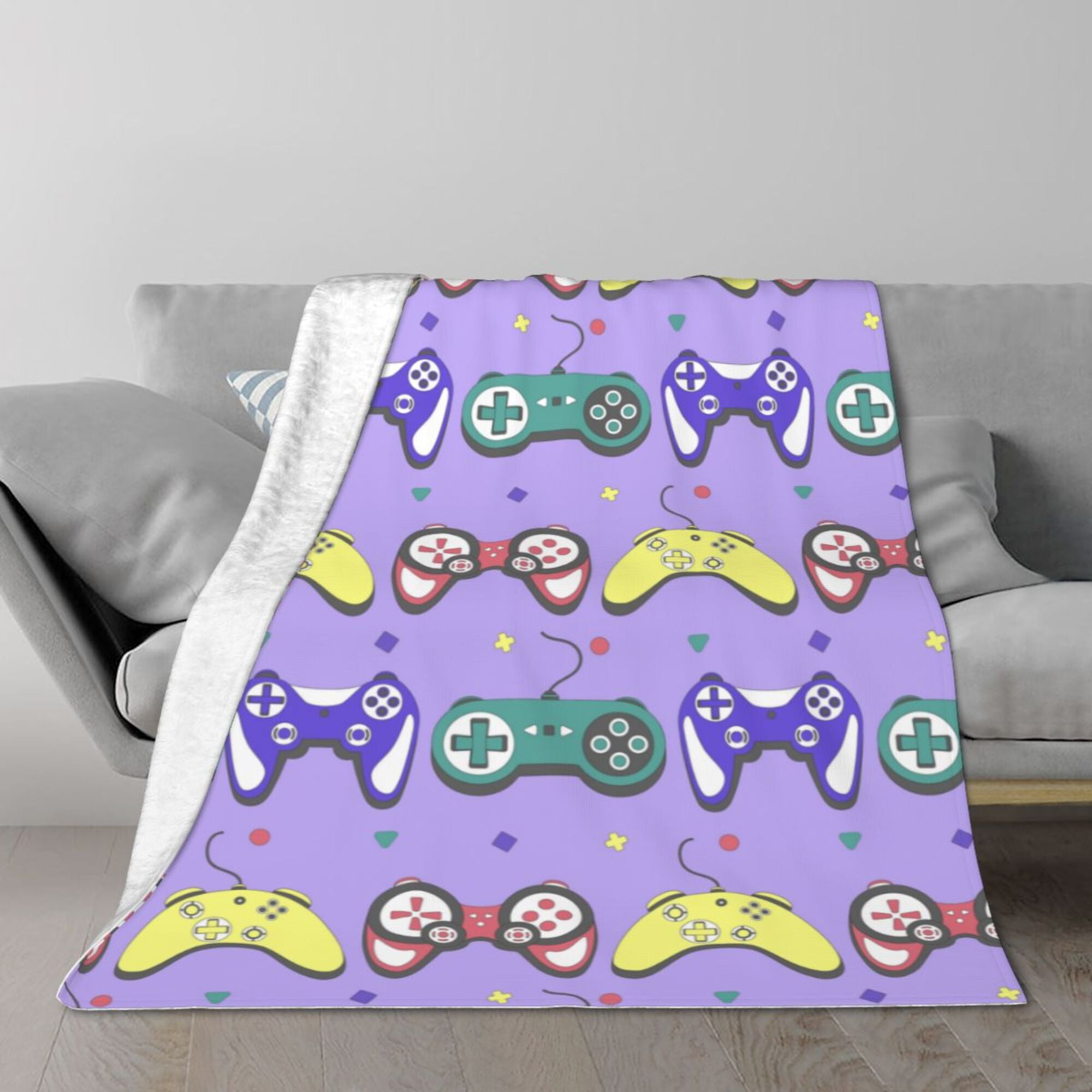 TEQUAN Double Layer Plush Bed Blanket, Retro Style Game Controller ...