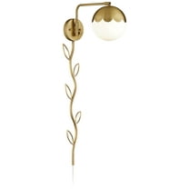 360 Lighting Kelowna Modern Swing Arm Wall Lamp with Cord Cover Brass ...