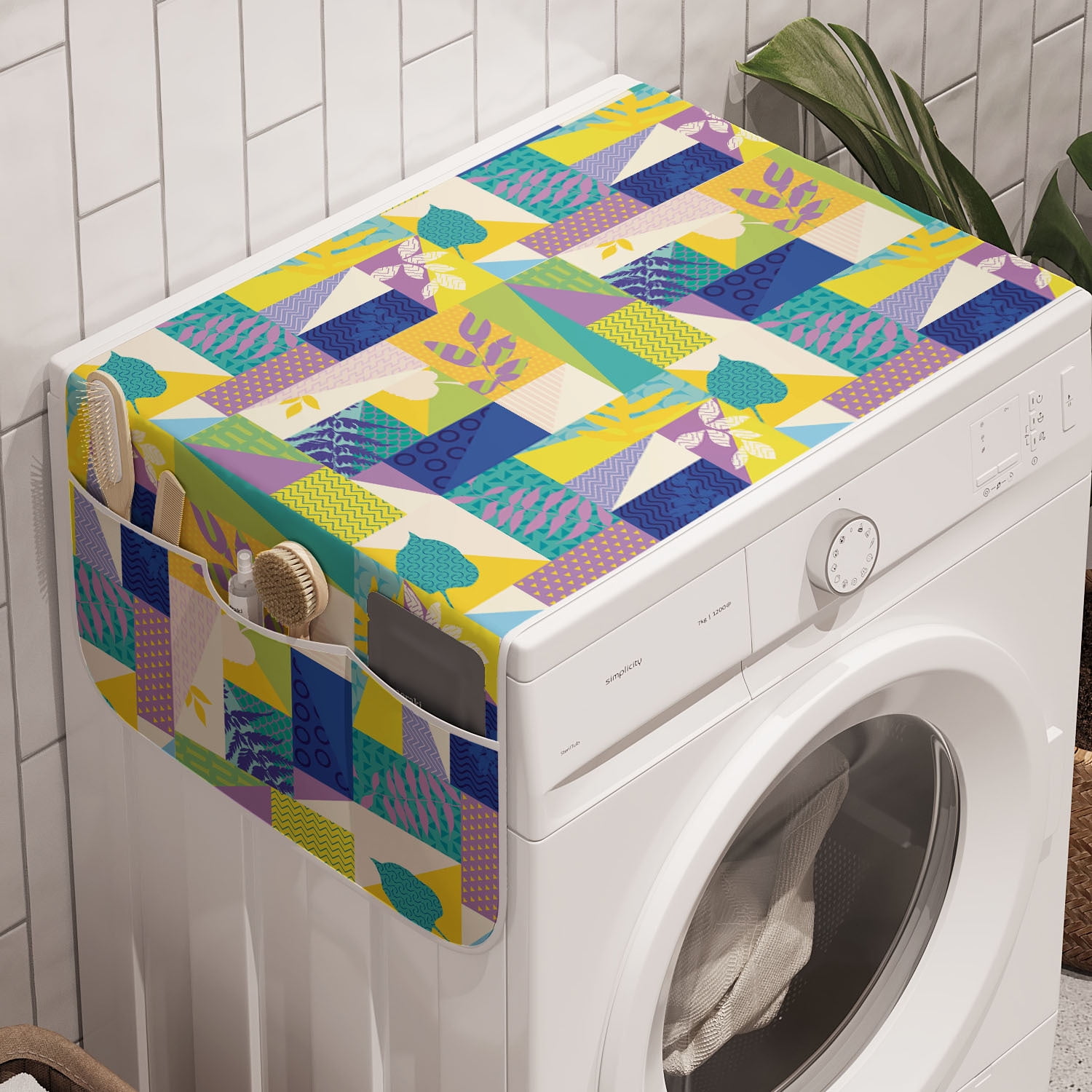 Tropical Washing Machine Organizer, Abstract Motifs Exotic Pinnation ...