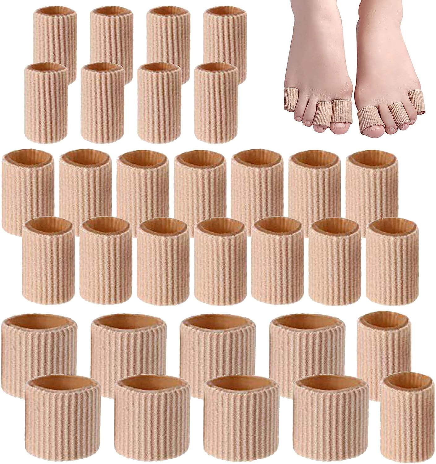 32 Pieces Toe Cushion Tube 0.98 Inches Toe Tubes Sleeves Soft Gel Corn ...