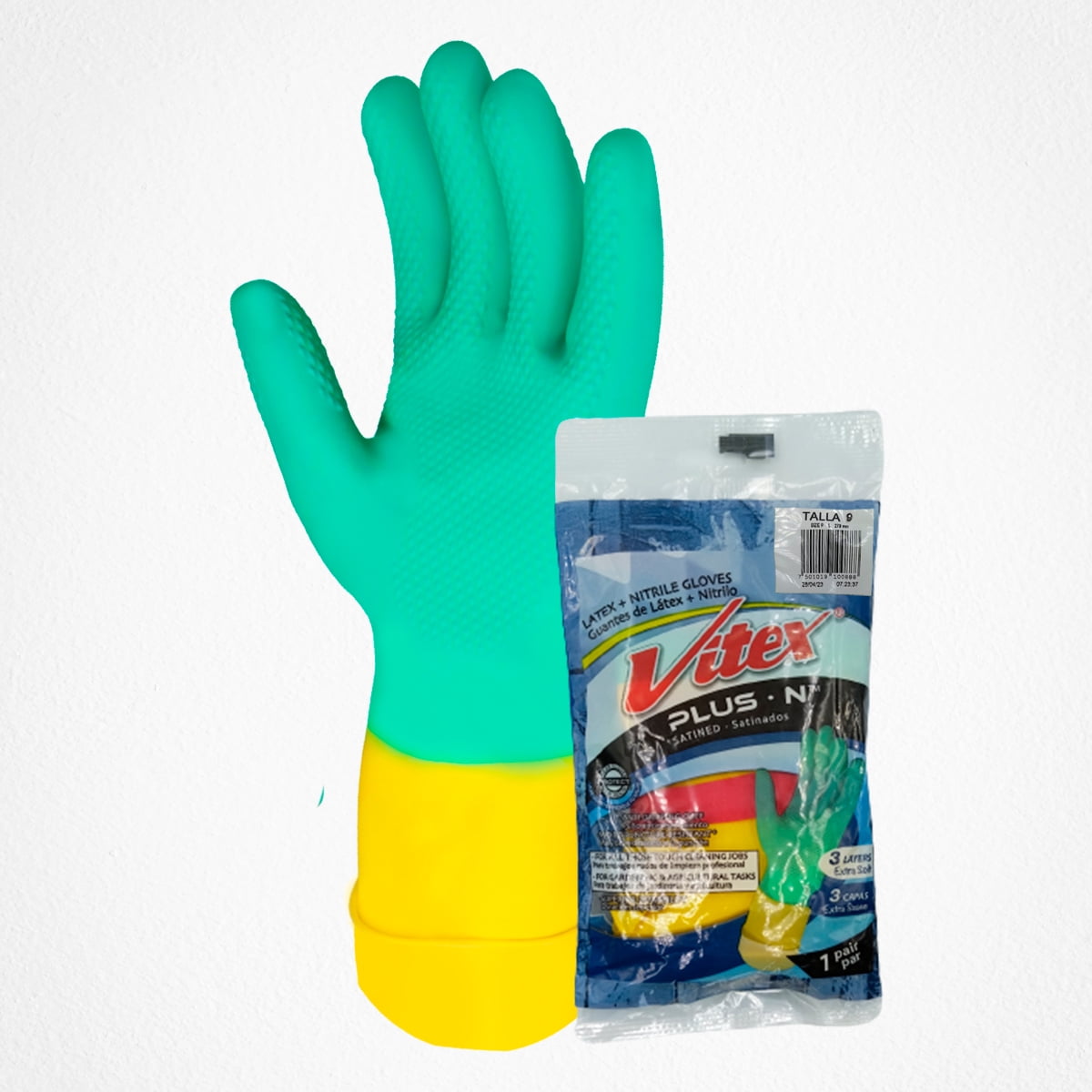 Guante látex doble capa jardinería talla 9 VITEX Plus Satinado | Bodega ...