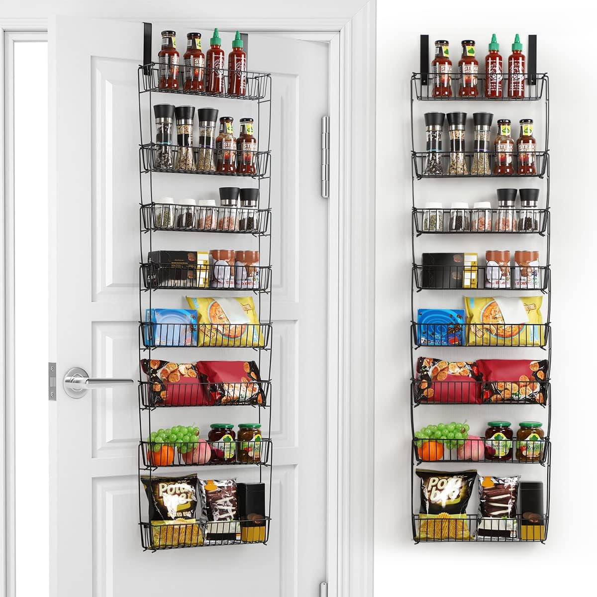 Over the Door Pantry Organizer Rack, 8-Tier Hanging Spice Rack for ...