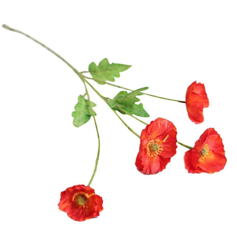 Artificial Poppy Silk Flowers with Long Stems for Home Decor and ...